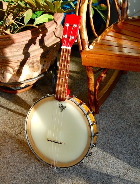 This picture shows how to attach the neck to the drum by using a hanger ...